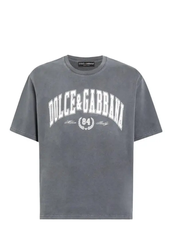 Dolce & Gabbana Dolce Gabbana Logo Printed Crewneck T-shirt - Grey