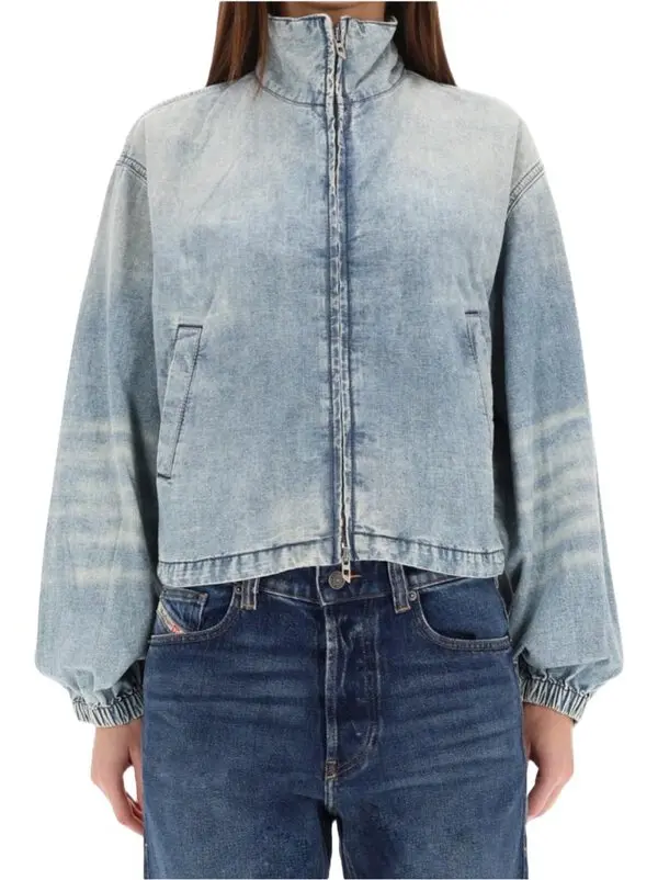 DIESEL® High-neck Zip-up Denim Jacket - Blue