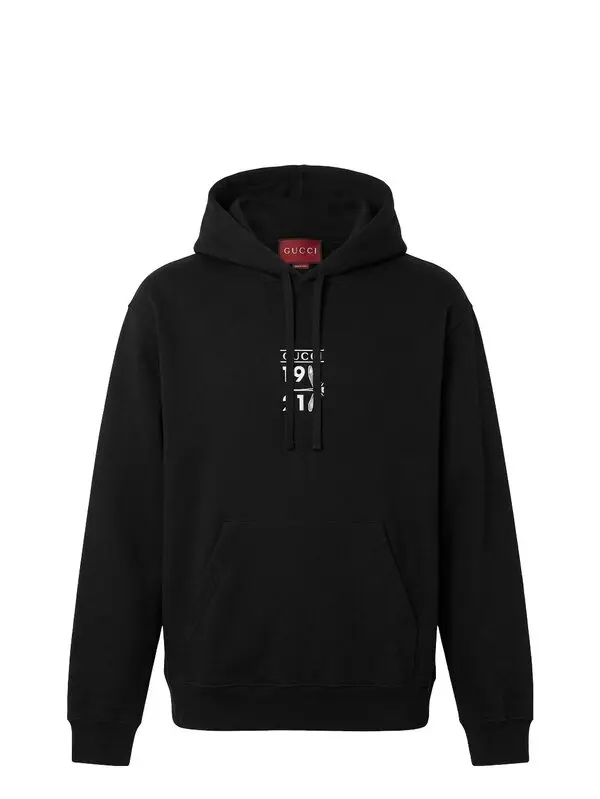 Gucci Long Sleeved Graphic Printed Hoodie - Black