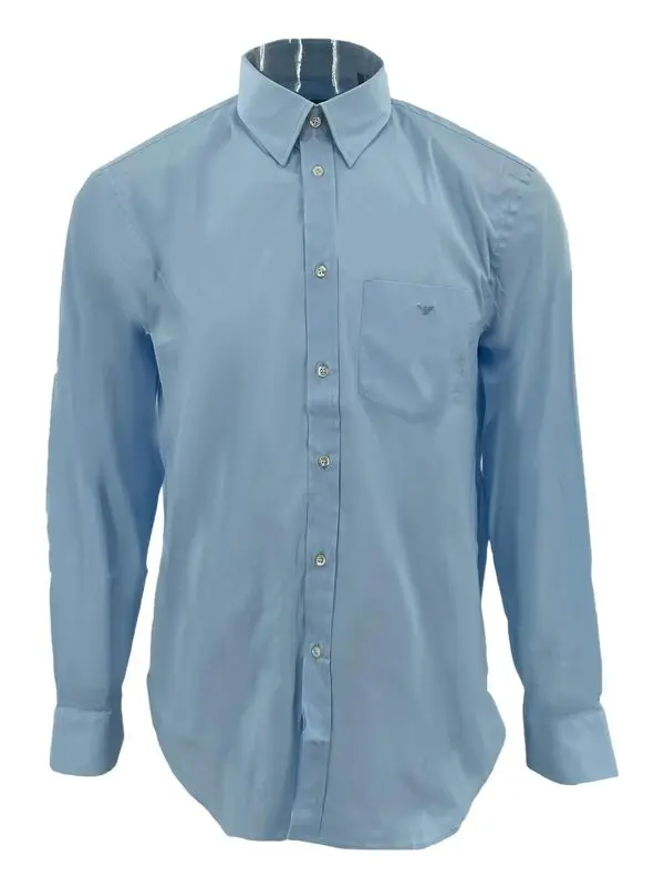 Emporio Armani Lapel Long-sleeved Shirt - Blue