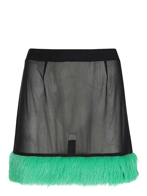 Heron Preston Sheer Fringe Trim Mini Skirt - Black
