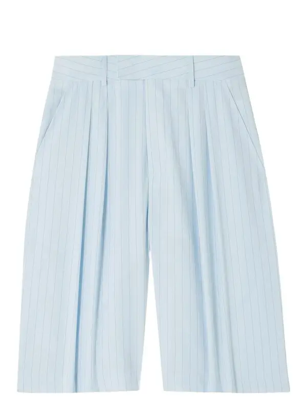 THE FRANKIE SHOP Vivian Pleated Pinstripe Shorts - Blue