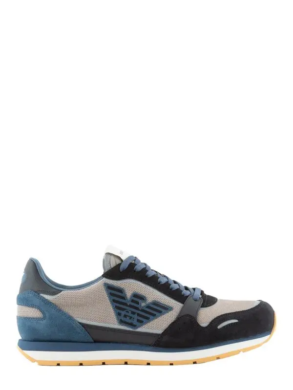 Emporio Armani Lace Up Sneakers With Mesh Details - Multicolor