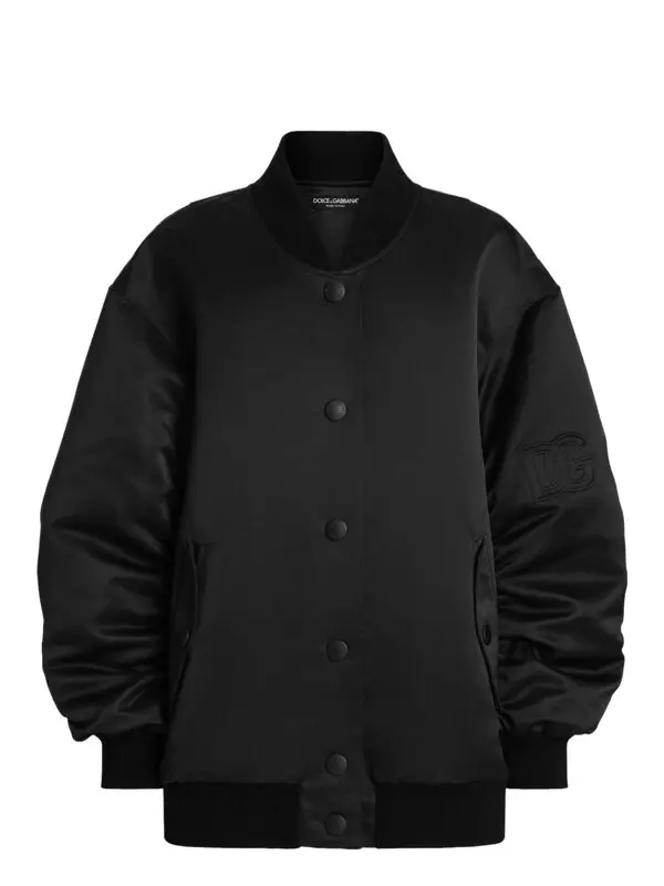 Dolce & Gabbana Oversized Embossed Printed Bomber Jacket - Black
