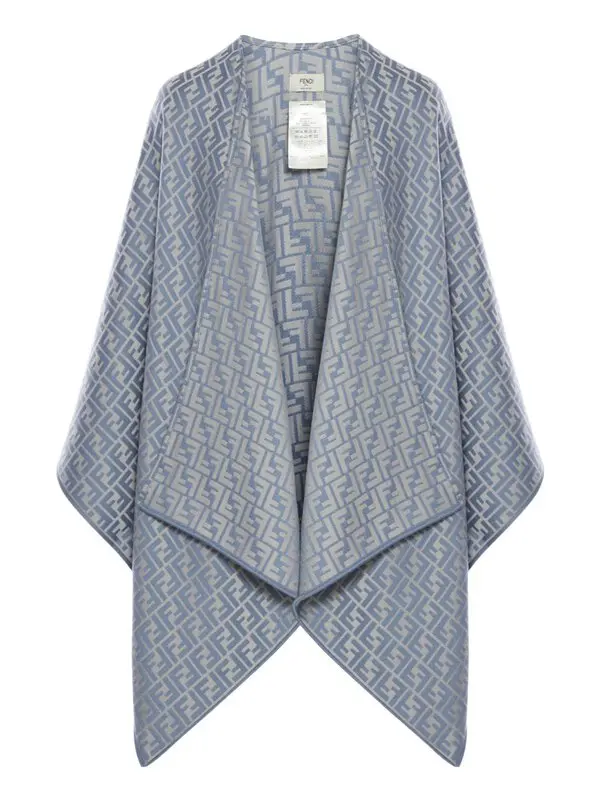 Fendi Ff Jacquard Poncho - Gray