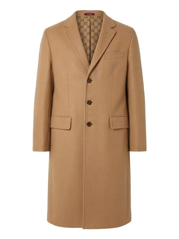 Gucci Single-breasted Wool Coat With Notched Lapels - Camel And Brown
