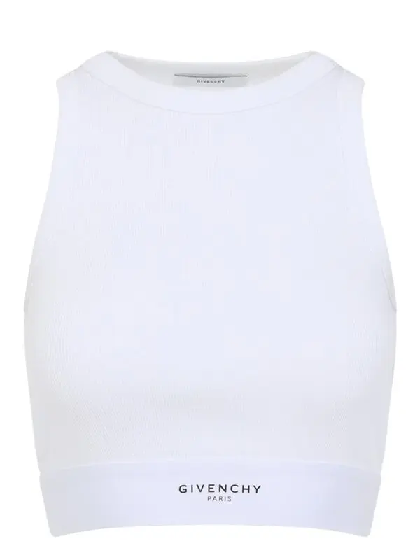 Givenchy Cropped Logo Tank Top - White