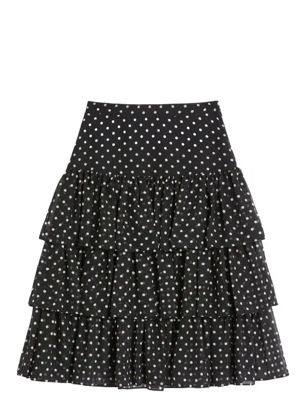 Valentino Garavani Polka Dot Layered Mini Skirt - Black/birch