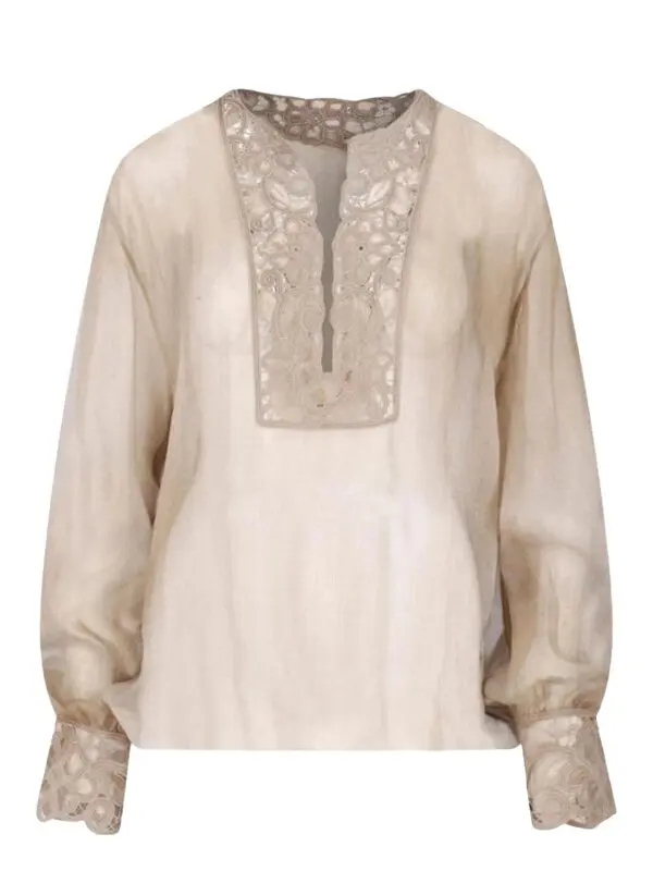 Ermanno Scervino Embroidered Panel Blouse - Nude