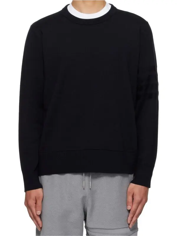 Thom Browne Crew Neck Striped Sweater - Navy Blue
