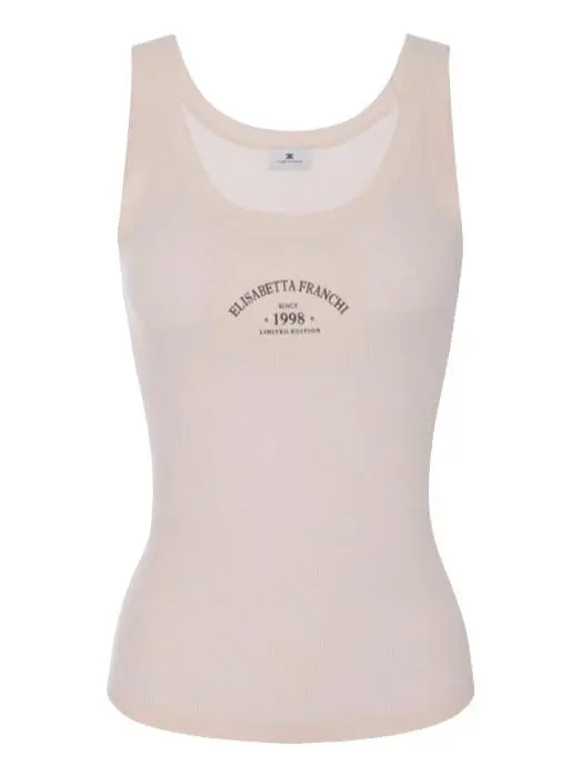 Elisabetta Franchi Ribbed-knit Tank Top With Logo Detail - Pink