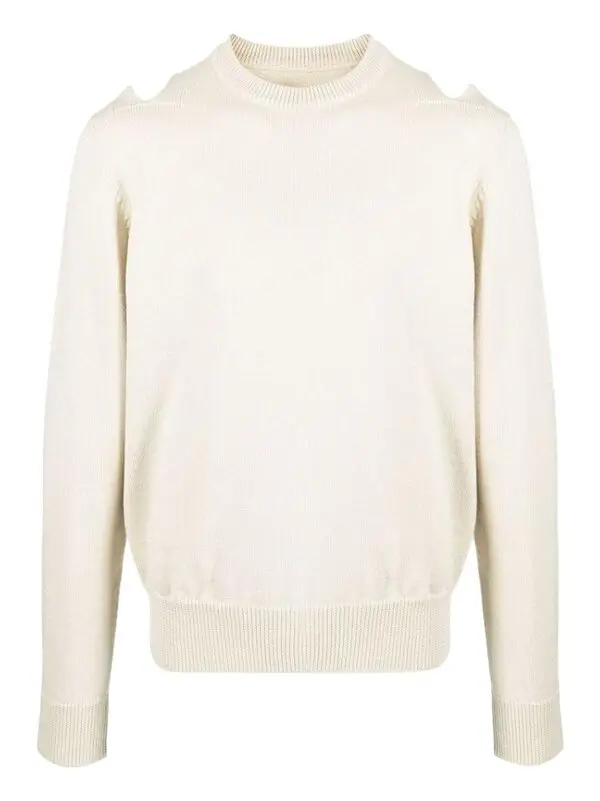 JIL SANDER Cut-out Detailed Crewneck Jumper - White