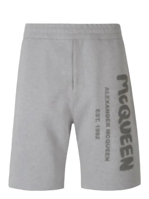 Alexander McQueen Graffiti Printed Sport Shorts - Gray