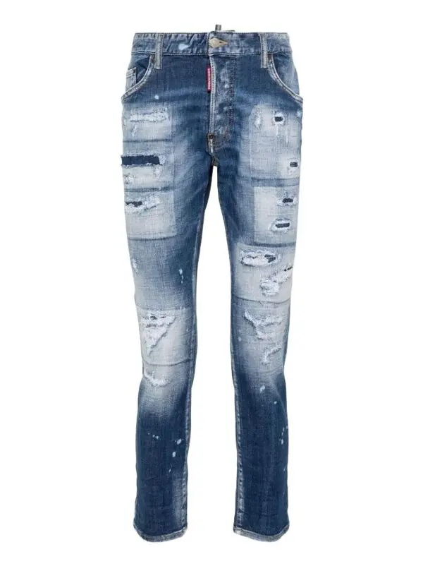 Dsquared2 Ripped Detailed Skinny Jeans - Blue