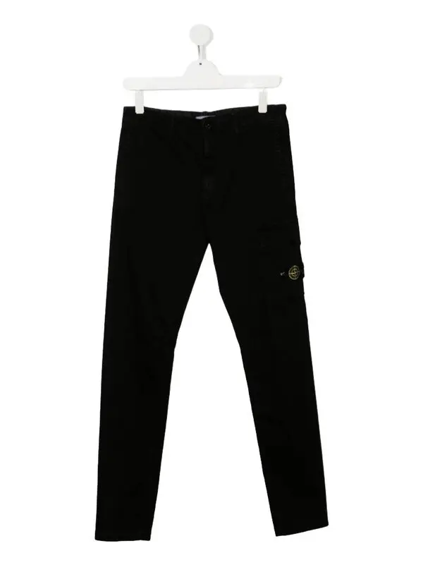 Stone Island Logo Patch Skinny Trousers - Black