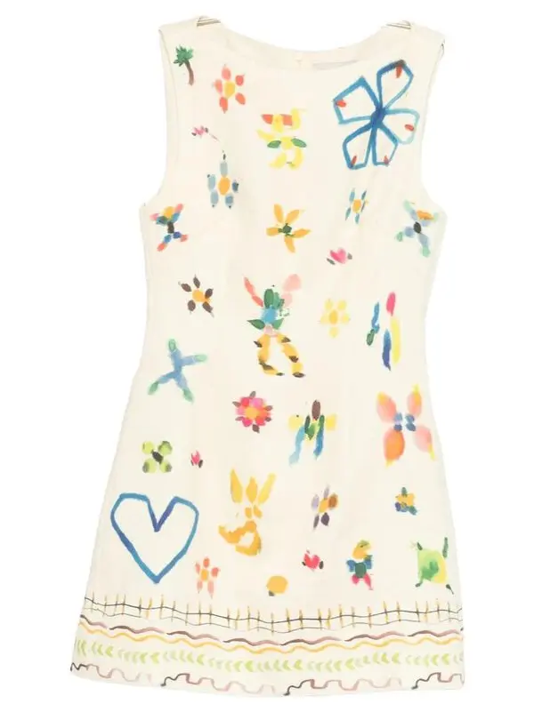 ALEMAIS Sleeveless Printed Mini Dress - White