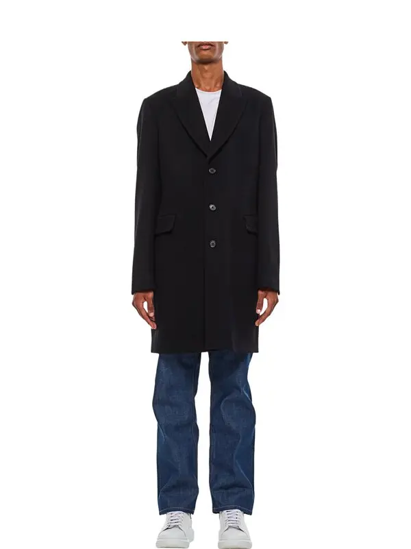 Paul Smith Single-breasted Notched Lapel Coat - Black