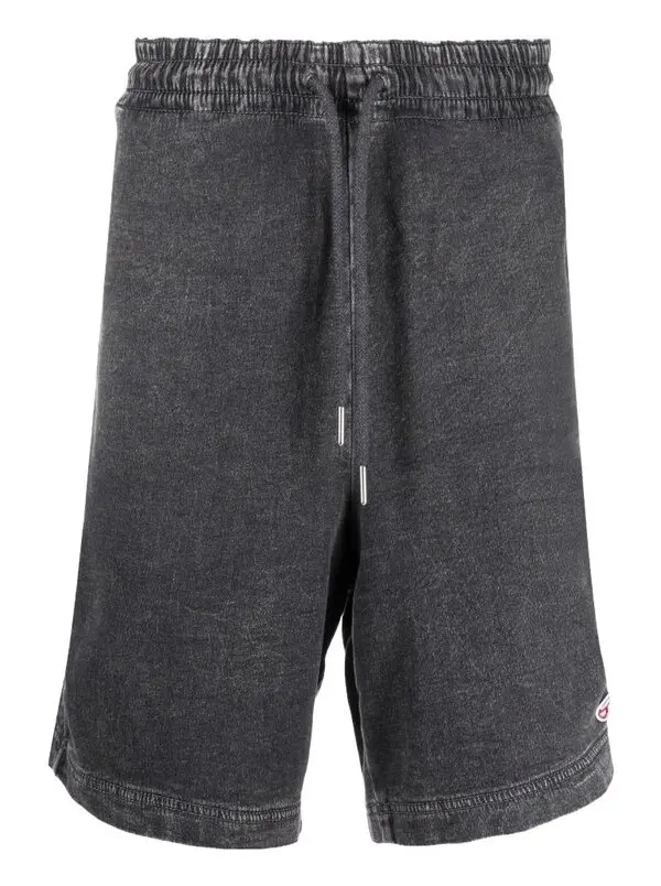 DIESEL® Logo Patch Drawstring Shorts - Black