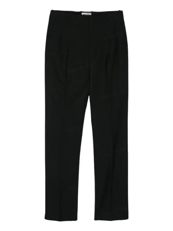 Saint Laurent Metallic Striped Straight Leg Trousers - Black
