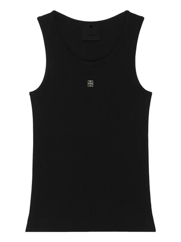 Givenchy 4g Logo Plaque Ribbed Crewneck Tank Top - Black