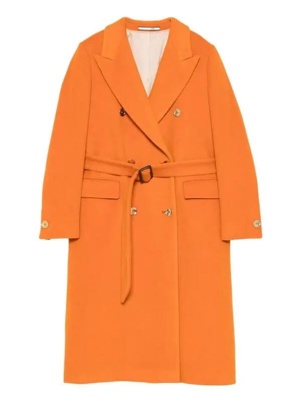 Tagliatore Belted Double-breasted Coat - Orange