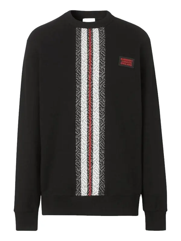 Burberry Striped Detail Crew Neck Sweater - Black
