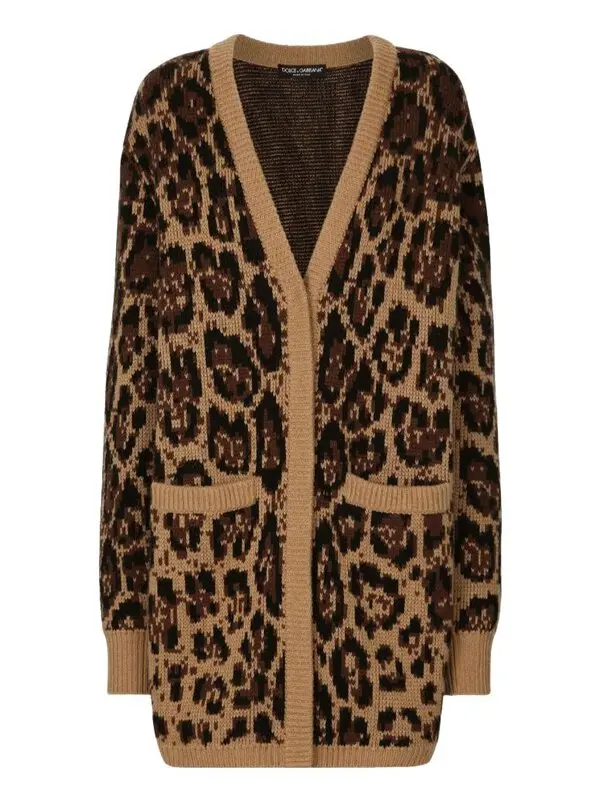 Dolce & Gabbana Leopard-print Knitted Cardigan - Brown