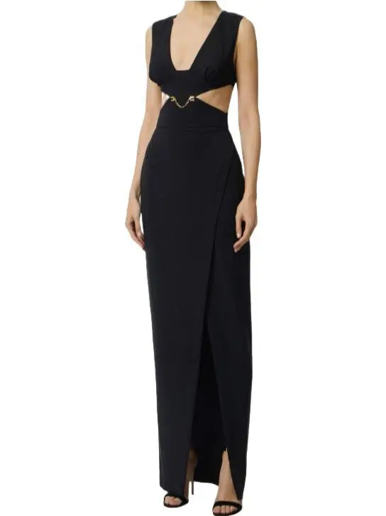 Elisabetta Franchi Cut-out Chain Maxi Dress - Black