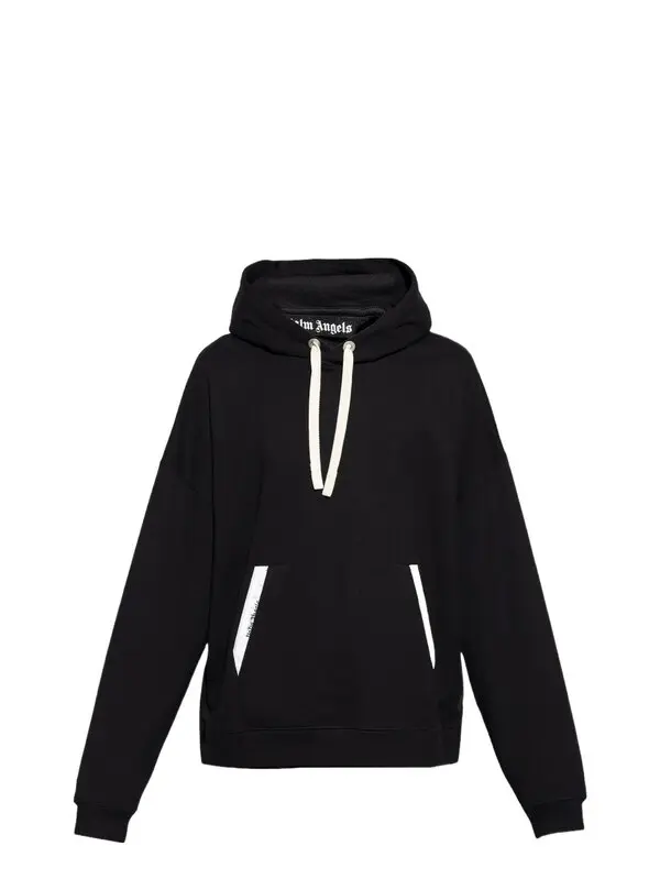 Palm Angels Logo Inlay Drawstring Hoodie - Black