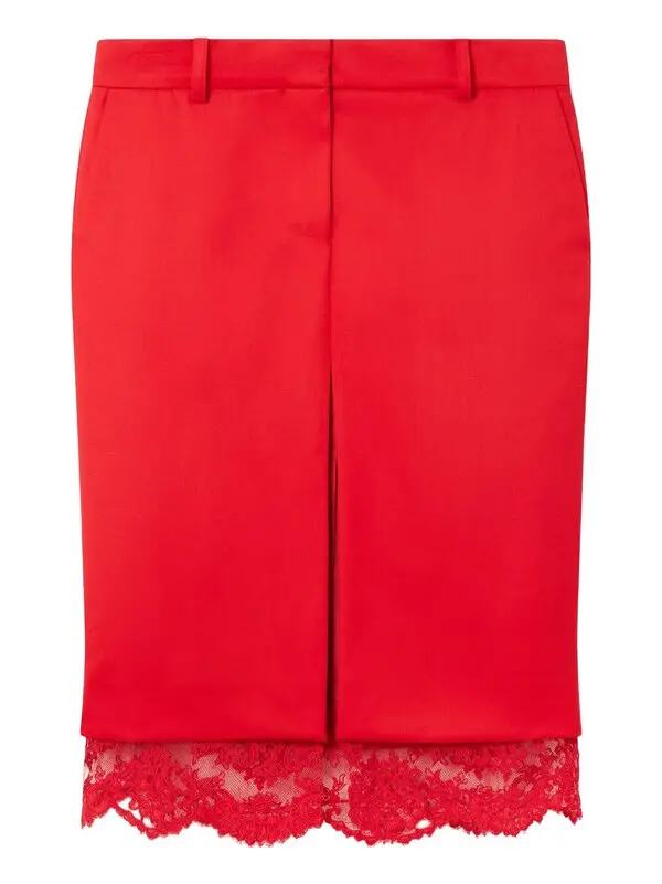 Stella McCartney Lace-trimmed Satin Midi Skirt - Lipstick