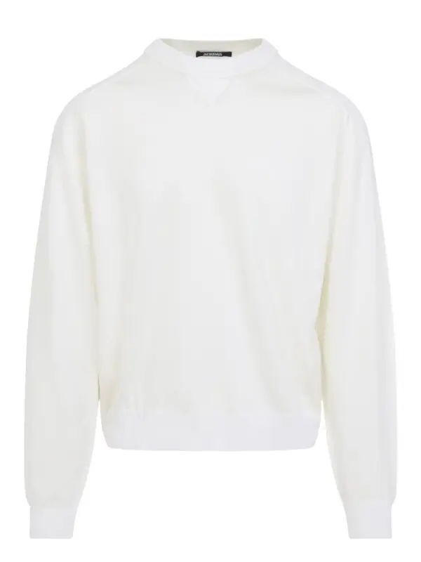 Jacquemus Logo Embroidered Long-sleeved Sweater - Off White