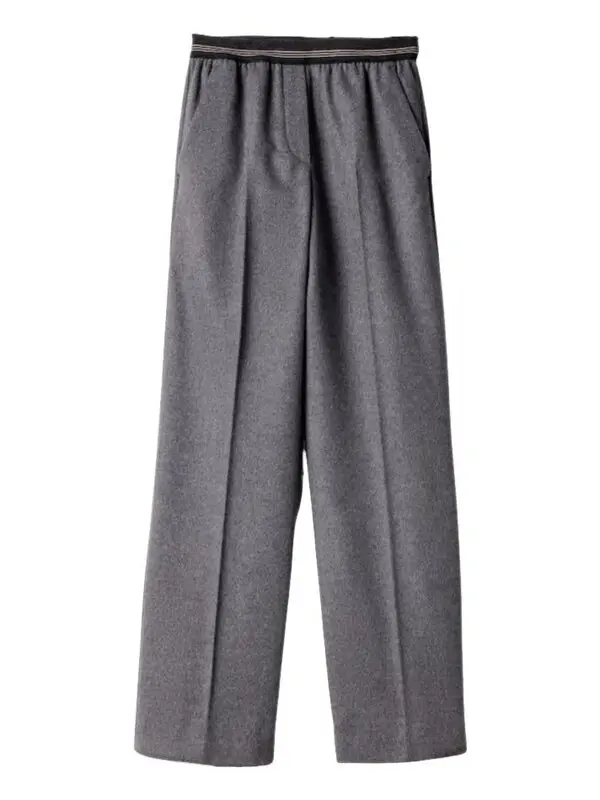 Miu Miu Embroidered Logo Trousers - Gray