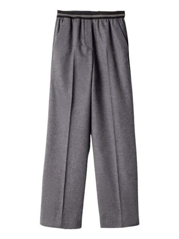 Miu Miu Embroidered Logo Trousers - Grey