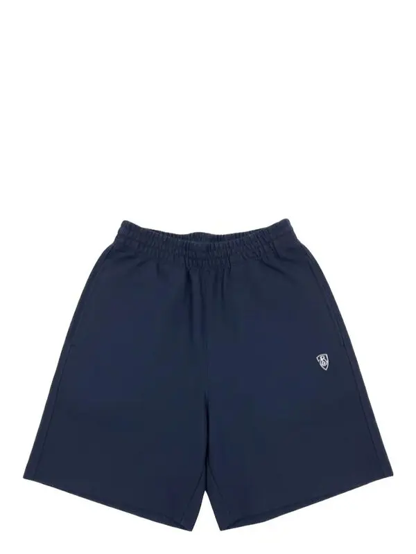 Burberry Elastic Waist Shorts With B-shield Embroidery - Navy Blue