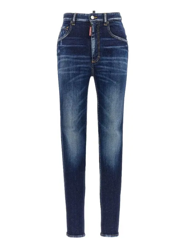Dsquared2 Paint Splatter Detailed Slim Jeans - Blue