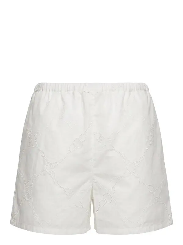 Gucci Embroidered Cotton Shorts - White