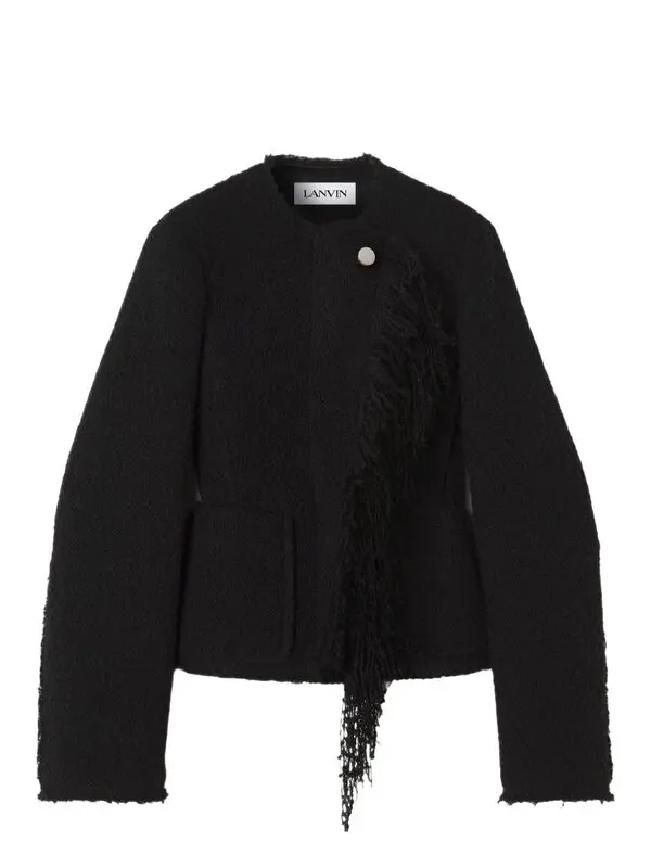 LANVIN Asymmetrical Fringe Long Sleeve Jacket - Black