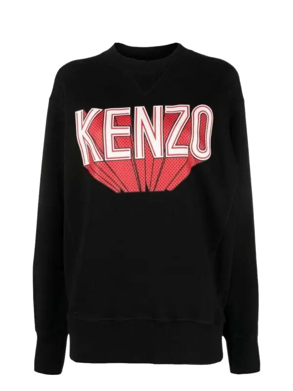 Kenzo Logo Print Cotton Sweatshirt - Black