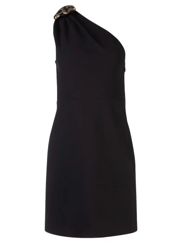 Miu Miu One-shoulder Bow Detail Mini Dress - Black