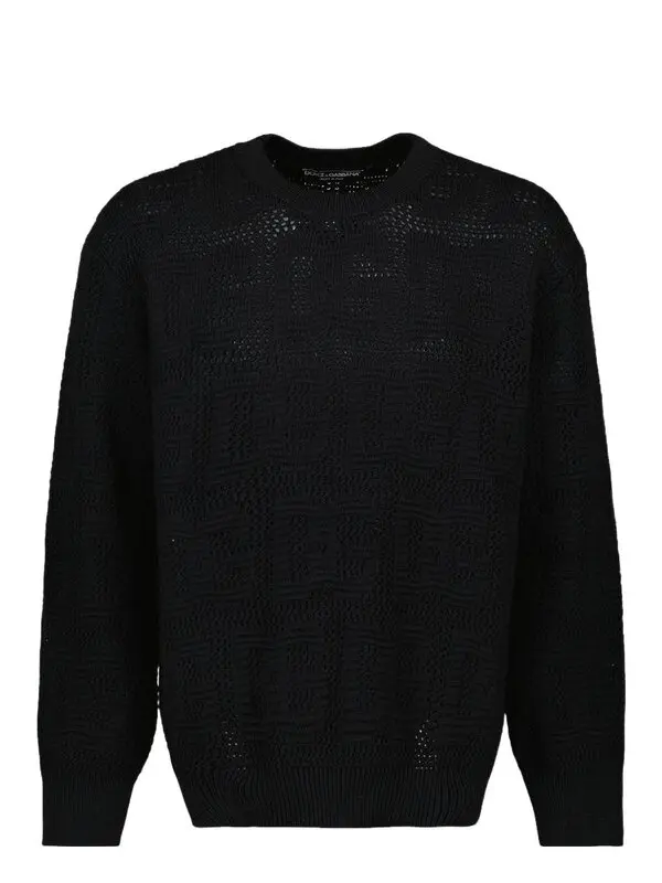 Dolce & Gabbana Logo Jacquard Drop Shoulder Jumper - Black