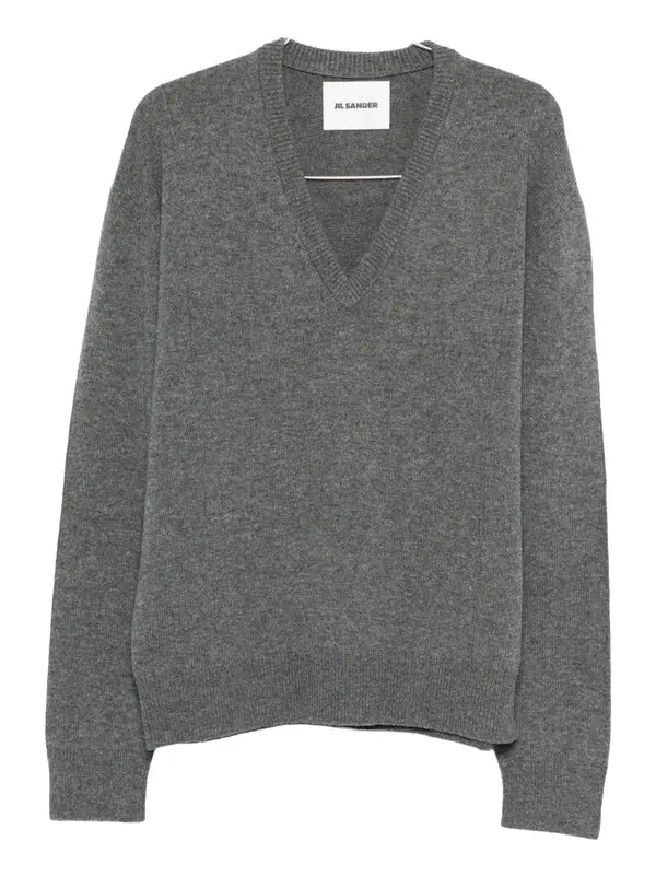 JIL SANDER V-neck Cashmere Sweater - Grey