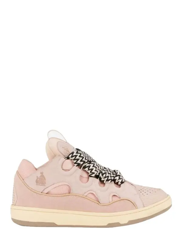 LANVIN Curb Panelled Lace-up Sneakers - Nude