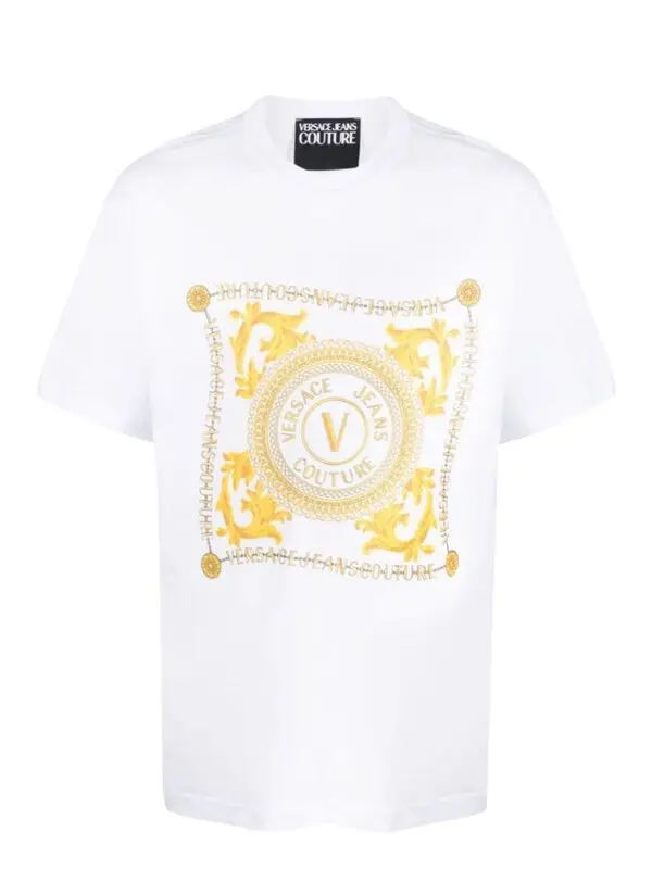 Versace Logo Printed Crewneck T-shirt - White