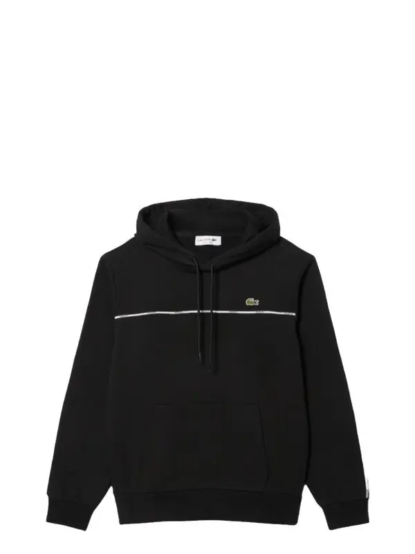 Lacoste Tape Trimmed Cotton Hoodie - Black