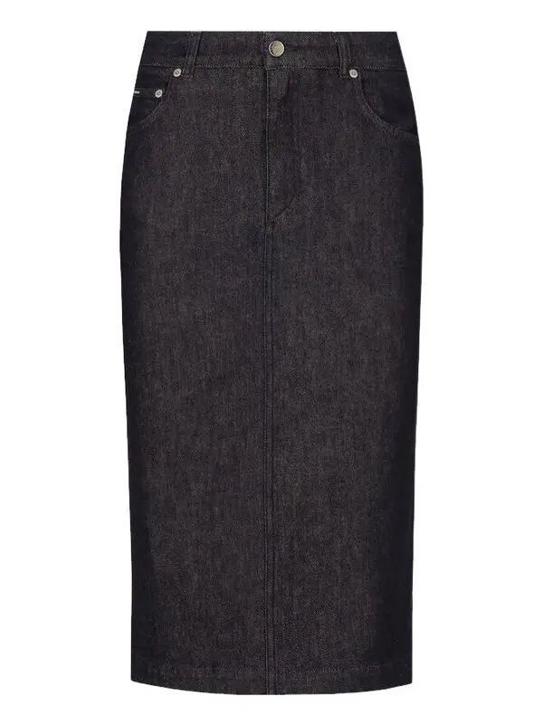 Dolce & Gabbana Buttoned Denim Pencil Skirt - Black