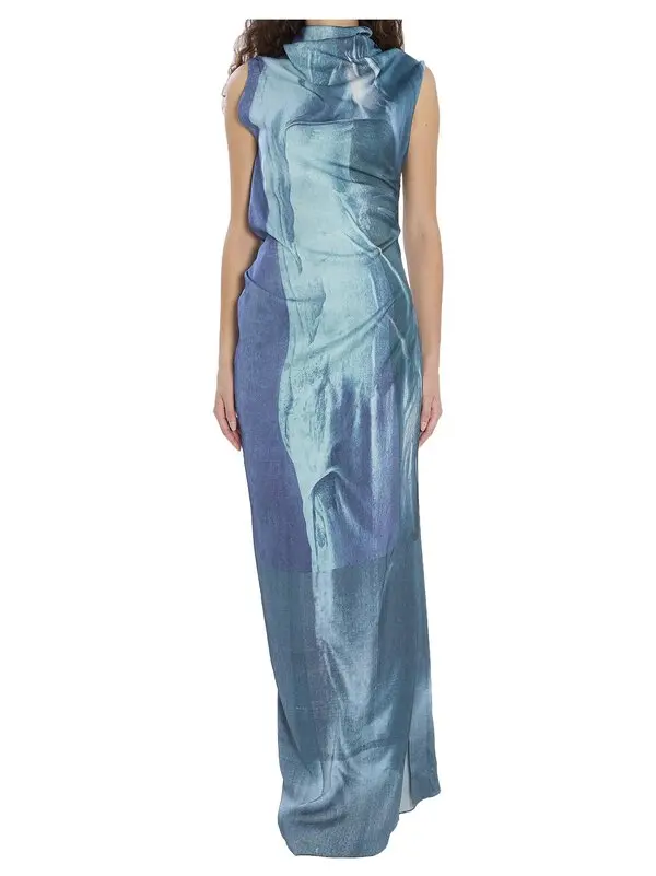 JEAN PAUL GAULTIER Geometric Print Sleeveless Maxi Dress - Blue