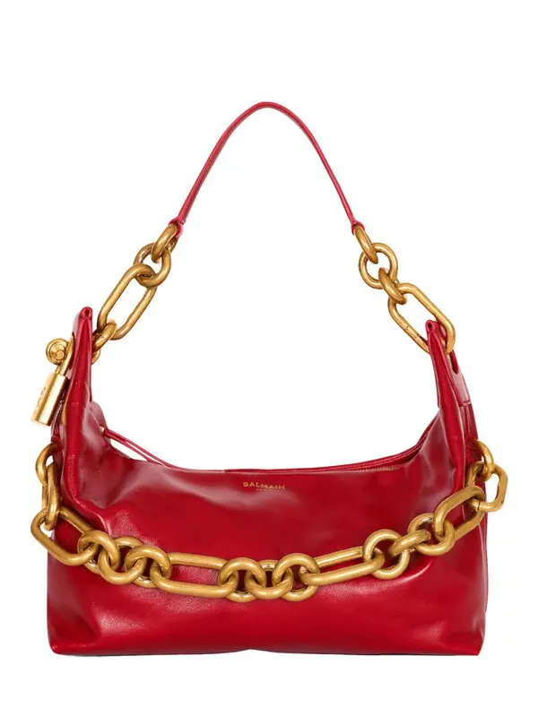Balmain Sync Medium Bag In Calfskin Leather - Red