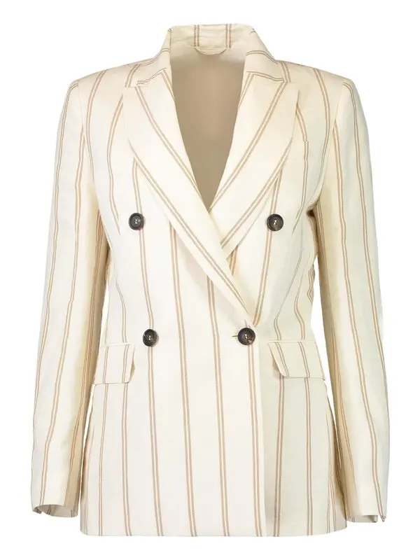Brunello Cucinelli Double-breasted Striped Blazer - White