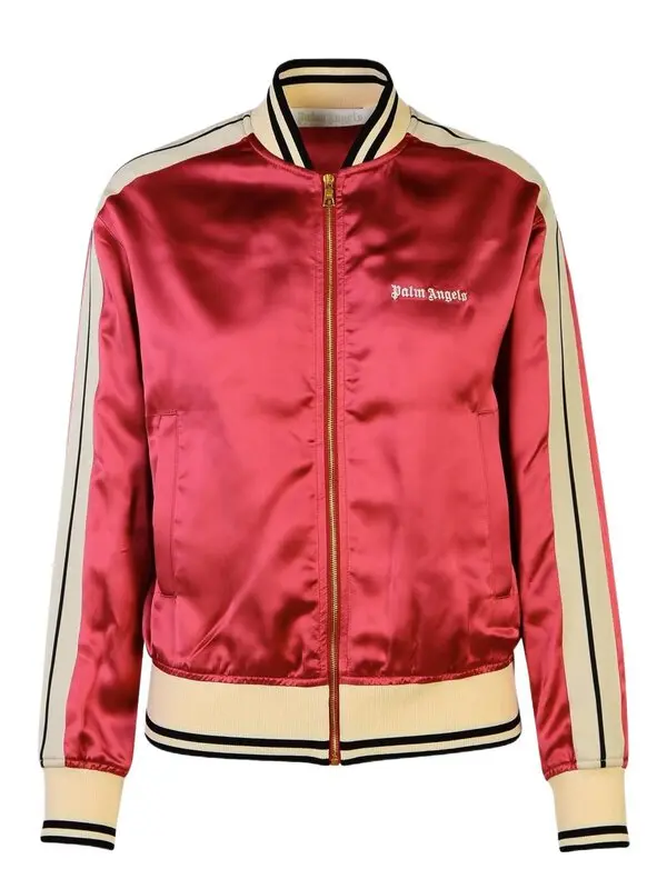 Palm Angels Logo Printed Zipped Bomber Jacket - Red