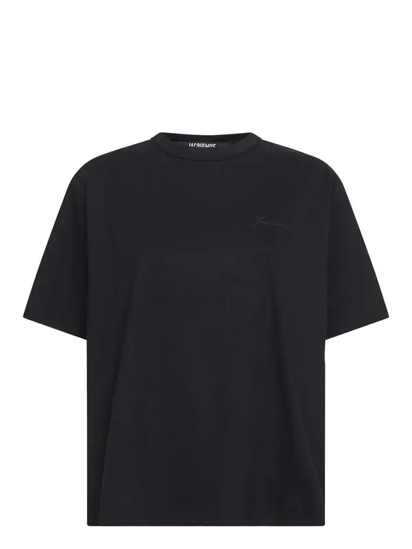 Jacquemus Logo Embroidered Crewneck T-shirt - Black